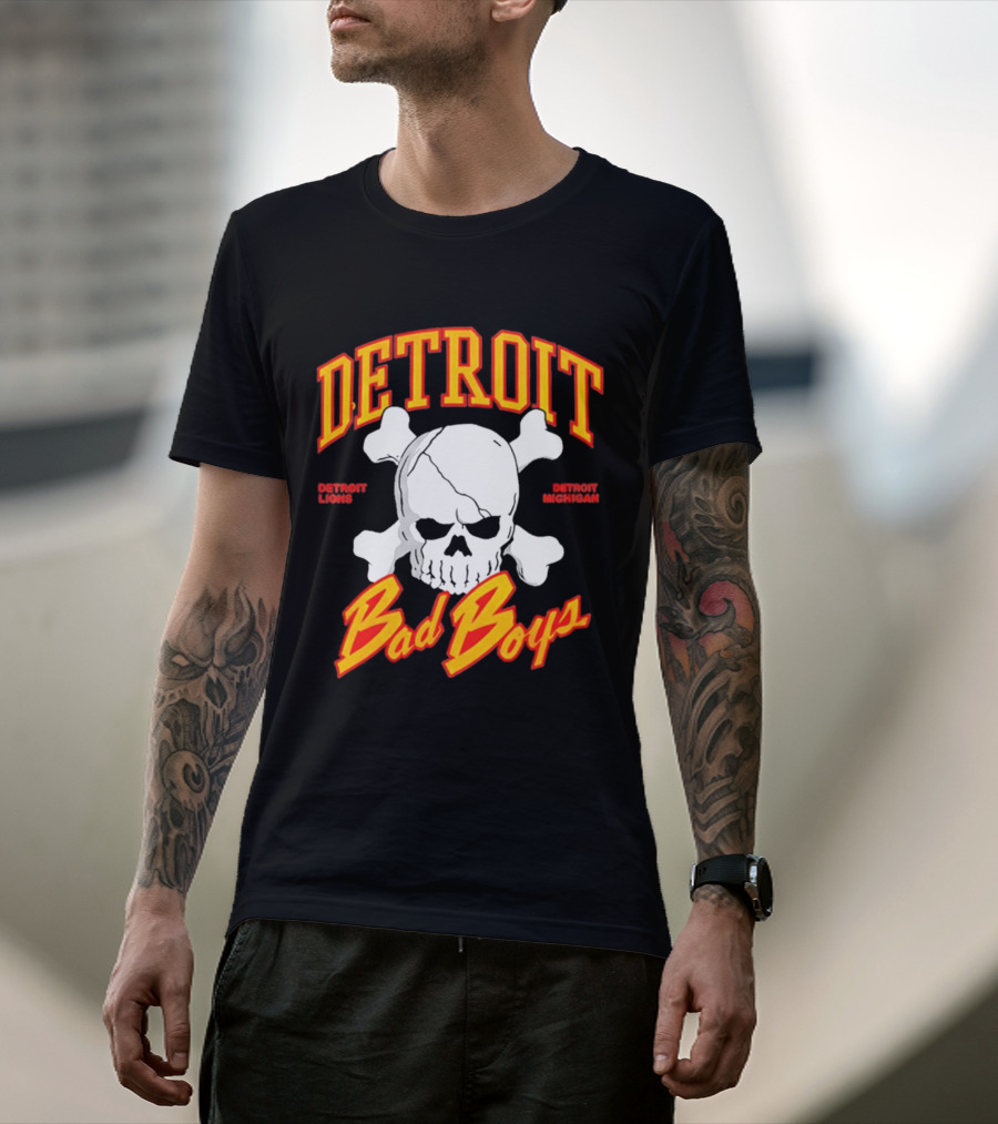 Detroit Lions Bad Boys Skull Detroit Michigan T-Shirt