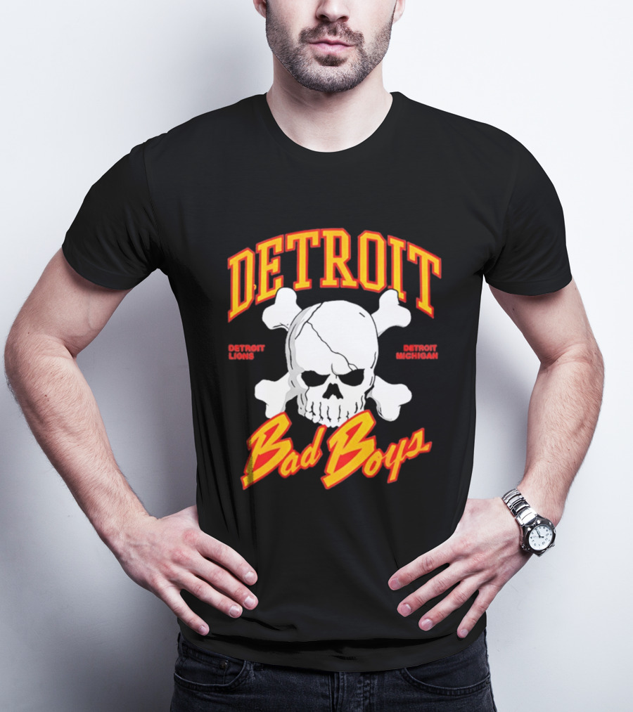 Detroit Lions Bad Boys Skull Detroit Michigan T-Shirt