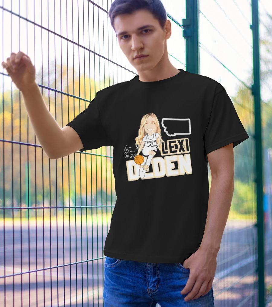 Lexi Deden 21 Bobcat Map Montana Player Caricature Basketball T-Shirt