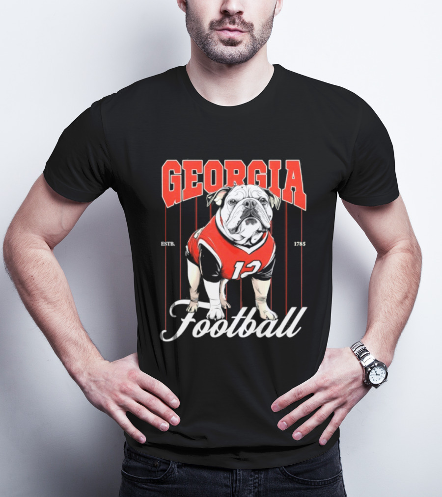 Georgia Bulldogs Football 1785 Bulldog Mascot Red Jersey T-Shirt