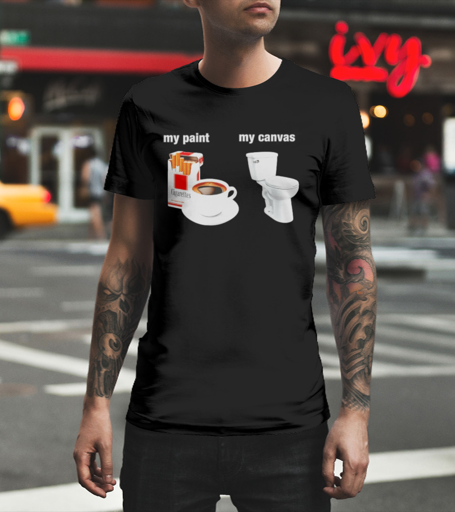 Cigarettes Coffee Toilet Funny Morning Routine T-Shirt