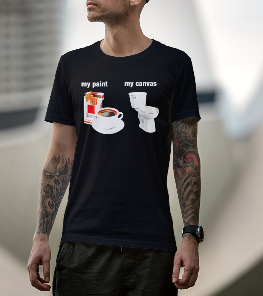 Cigarettes Coffee Toilet Funny Morning Routine T-Shirt