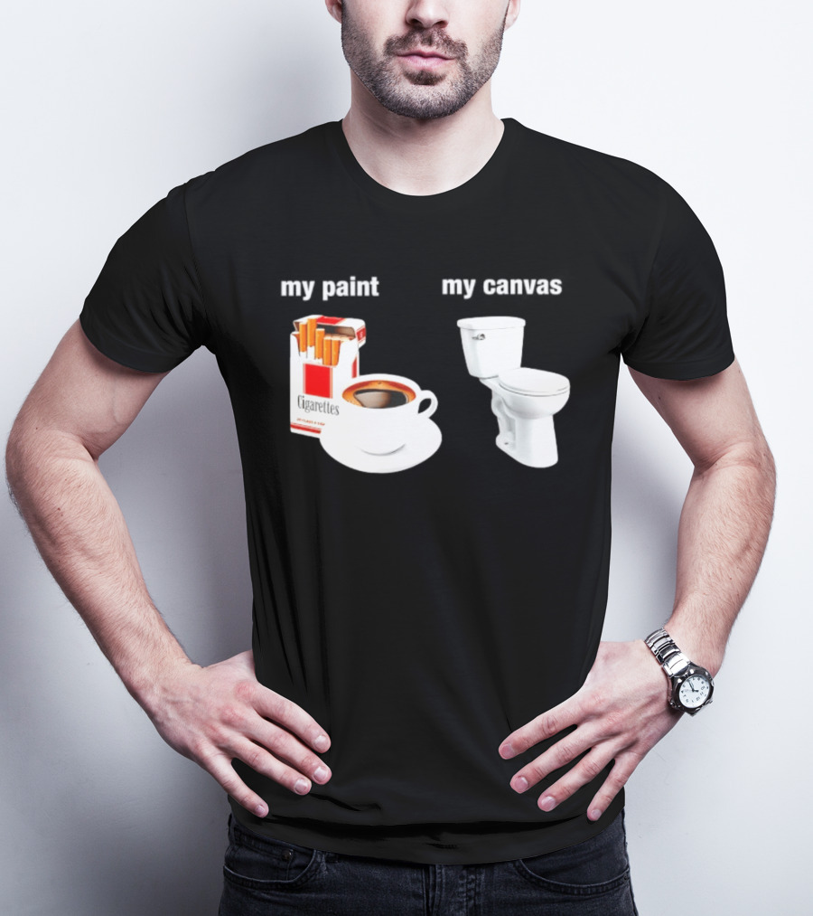 Cigarettes Coffee Toilet Funny Morning Routine T-Shirt