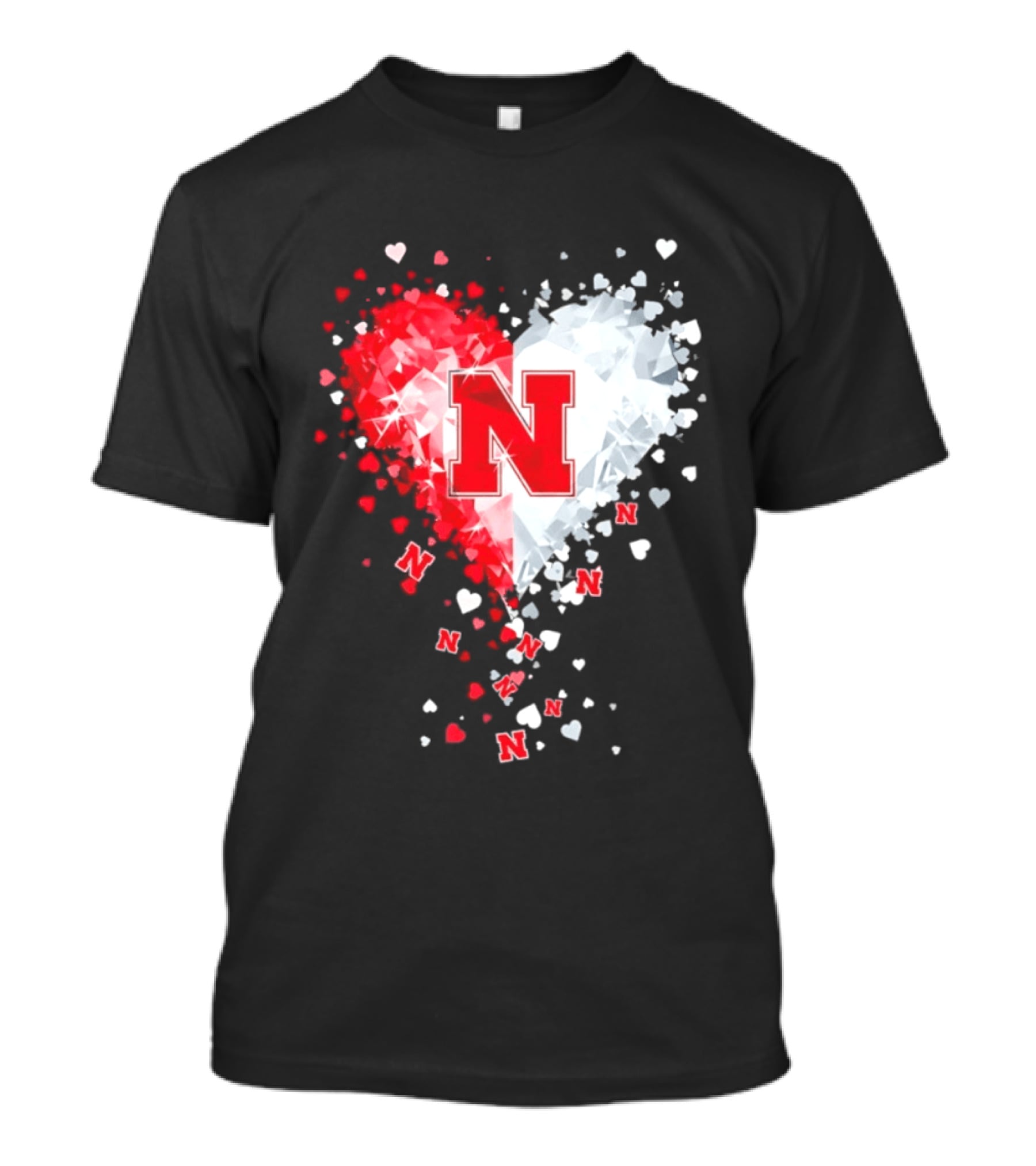 Nebraska Cornhuskers Heart Diamond Red N 2026 NCAA T-Shirt