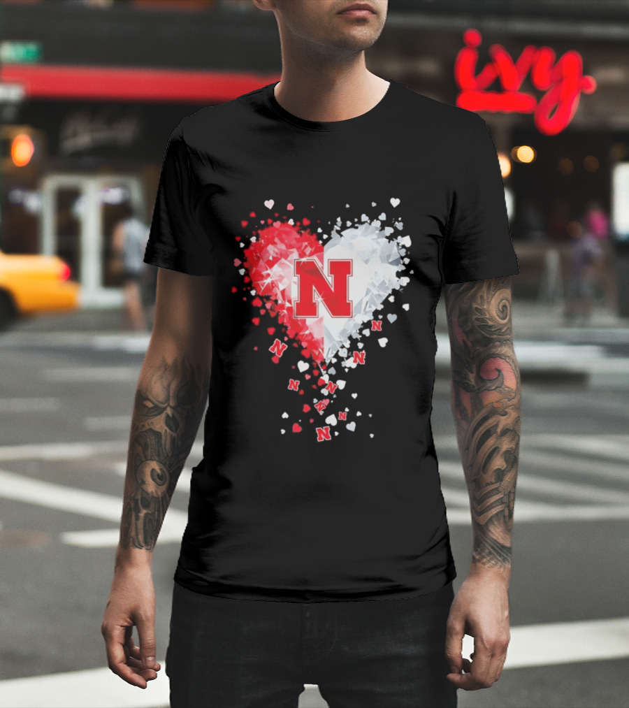 Nebraska Cornhuskers Heart Diamond Red N 2026 NCAA T-Shirt