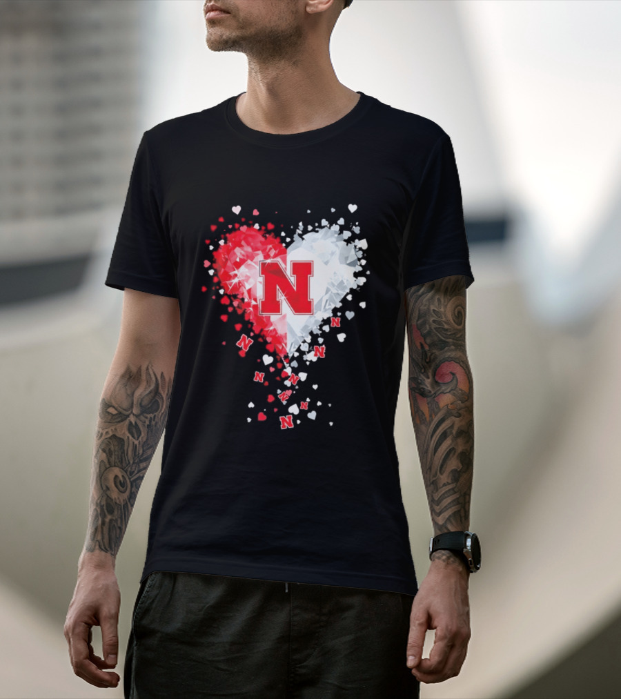 Nebraska Cornhuskers Heart Diamond Red N 2026 NCAA T-Shirt