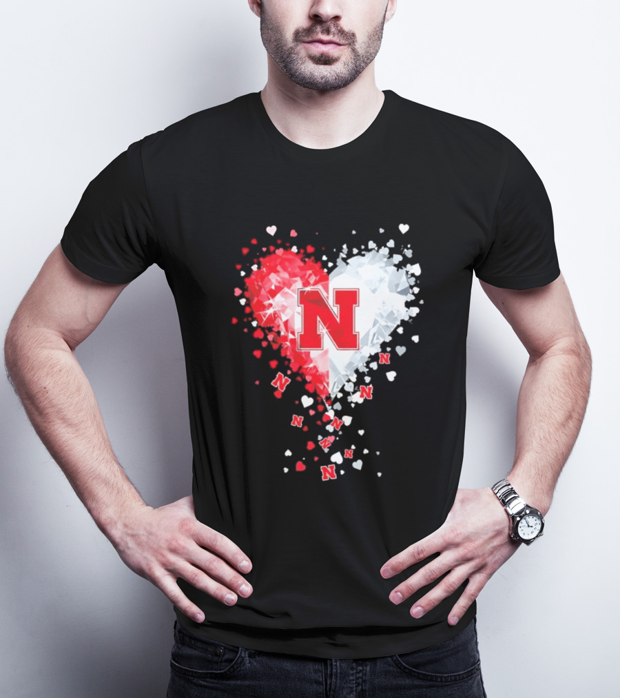 Nebraska Cornhuskers Heart Diamond Red N 2026 NCAA T-Shirt