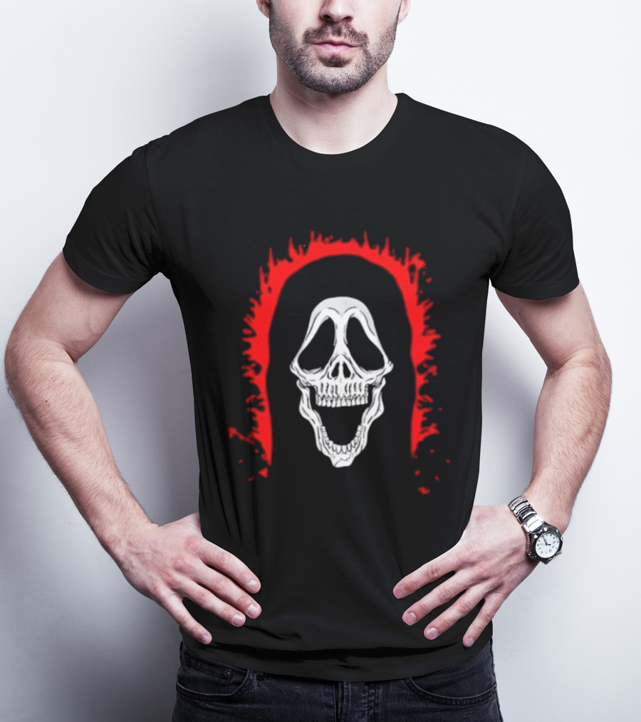Scream Ghostface Skull Horror Halloween Blood Dripping Mask T-Shirt