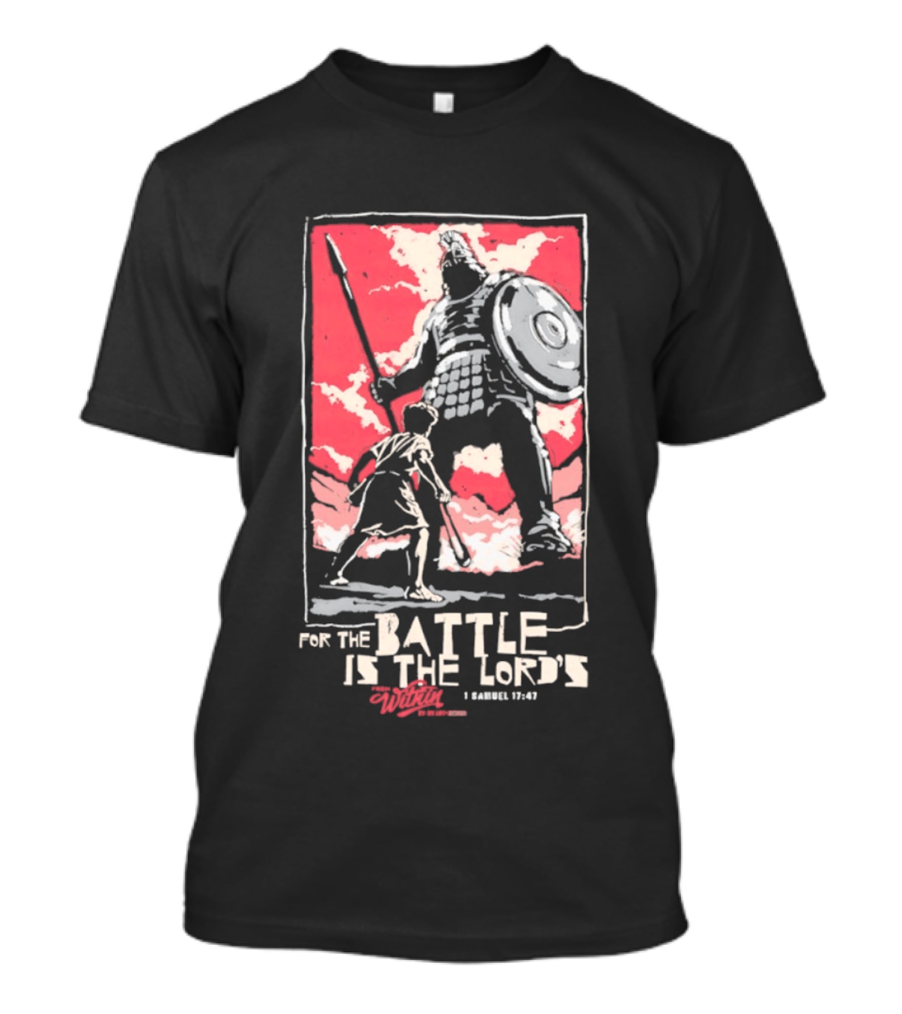 The Courageous Athlete Battle For The Battle Is The Lord's David And Goliath 1 Samuel 17:47 T-Shirt