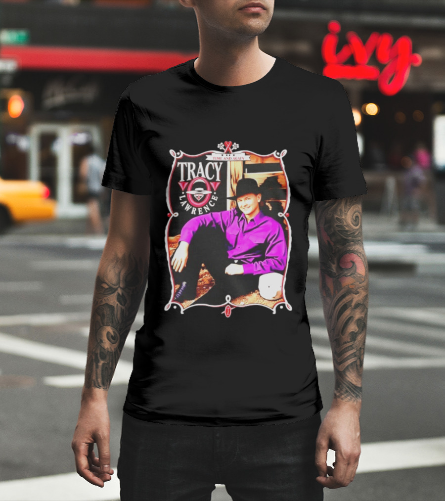 Tracy Lawrence Time And Again Country Music Purple Suit Cowboy Hat T-Shirt