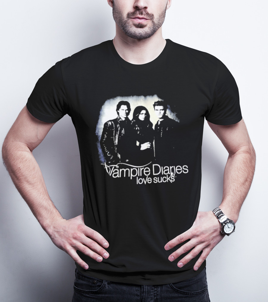 Vampire Diaries Love Sucks Damon Elena Stefan T-Shirt