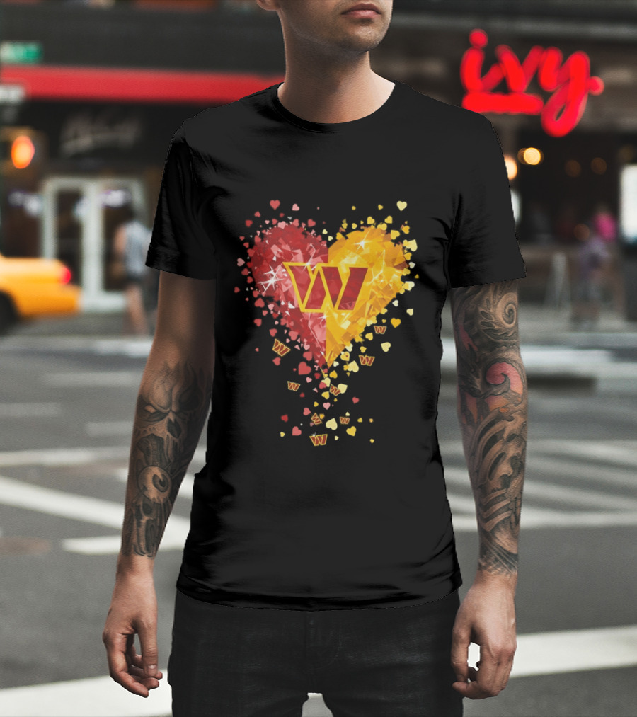 Washington Commanders Heart W Crystalized Chevron Burst T-Shirt