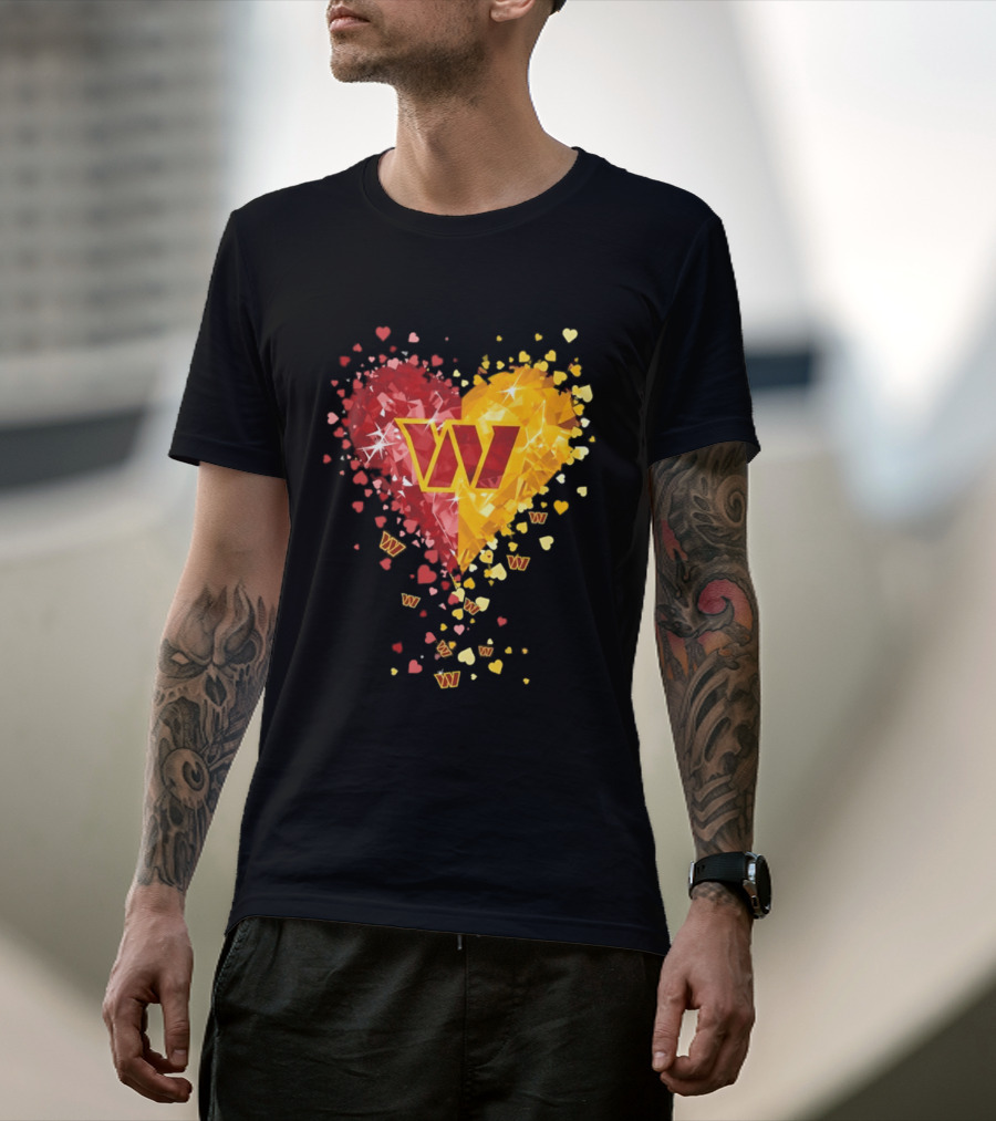 Washington Commanders Heart W Crystalized Chevron Burst T-Shirt