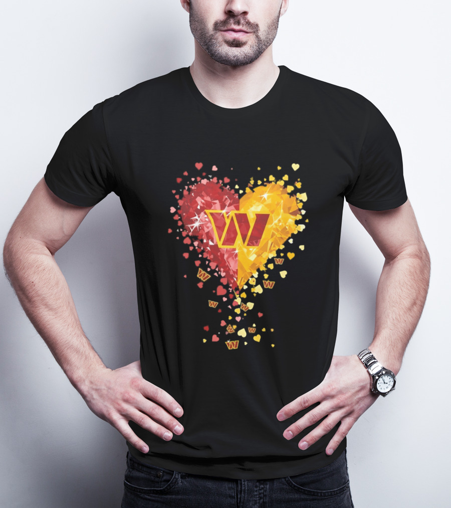 Washington Commanders Heart W Crystalized Chevron Burst T-Shirt