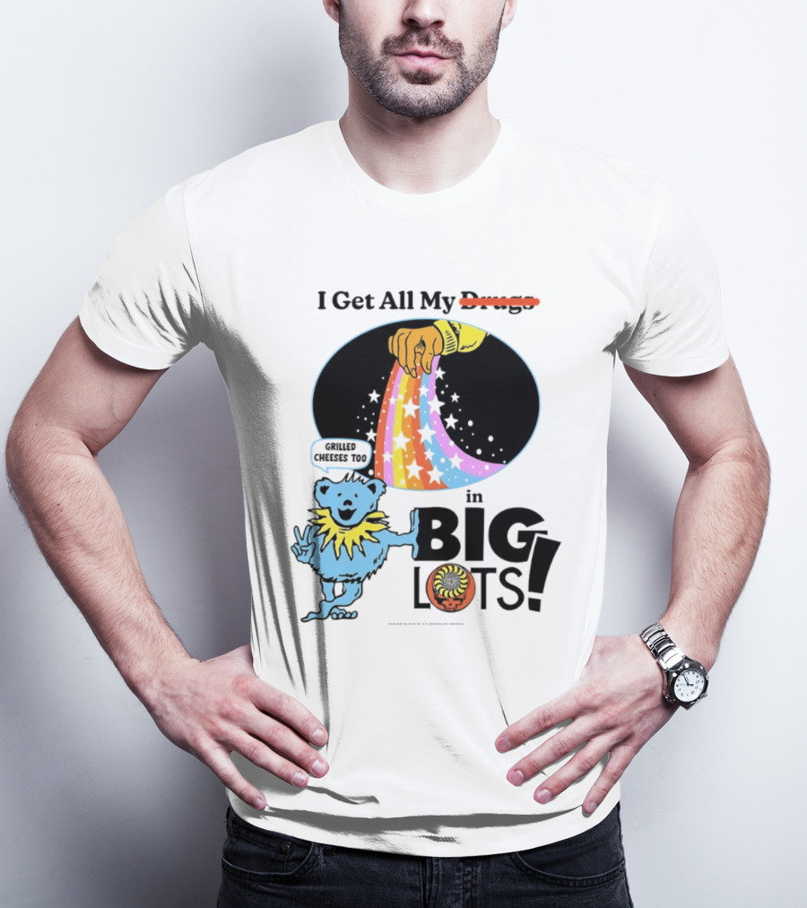 Big Lots Grilled Cheeses Too Grateful Dead Bear Rainbow Stars T-Shirt