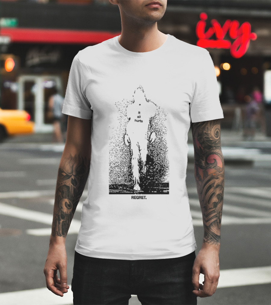 It All Hurts Regret Sadness Existential Skeleton Ghostly Figure T-Shirt