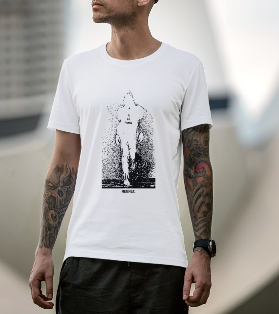 It All Hurts Regret Sadness Existential Skeleton Ghostly Figure T-Shirt