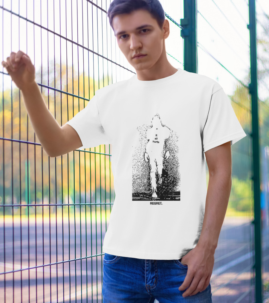 It All Hurts Regret Sadness Existential Skeleton Ghostly Figure T-Shirt
