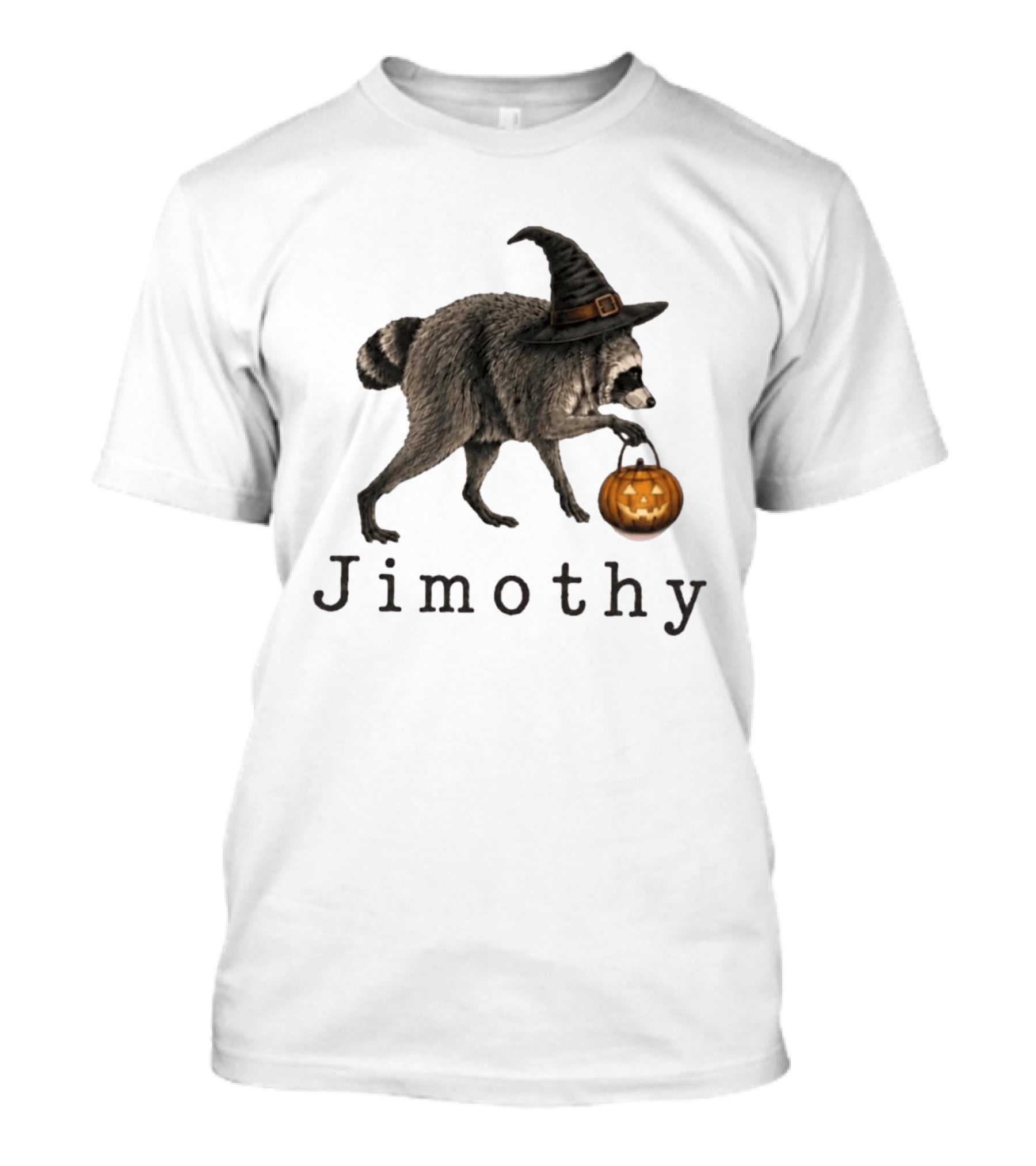 Jimothy Raccoon Witch Hat Pumpkin Halloween T-Shirt