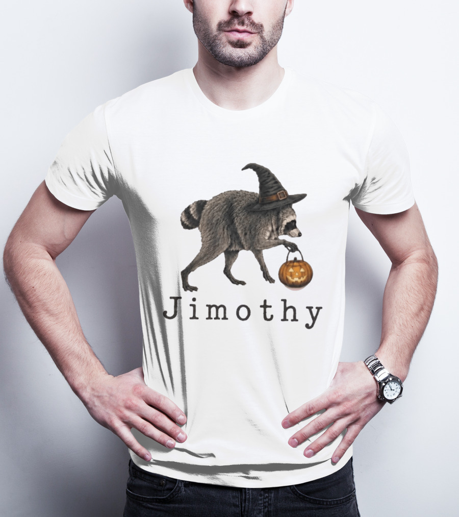 Jimothy Raccoon Witch Hat Pumpkin Halloween T-Shirt