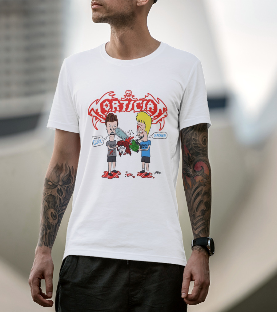 Morticia Beavis And Butt Head Chainsaw Cool Death Metal Slam T-Shirt