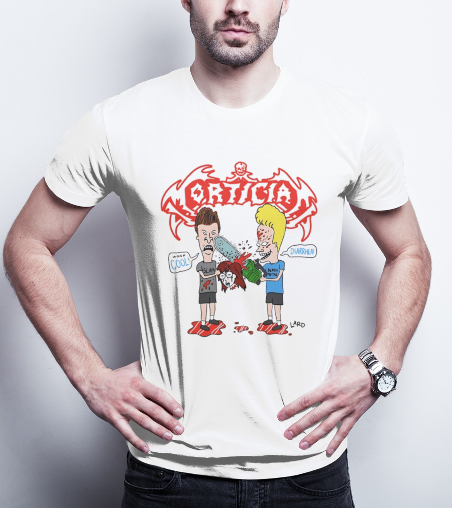 Morticia Beavis And Butt Head Chainsaw Cool Death Metal Slam T-Shirt