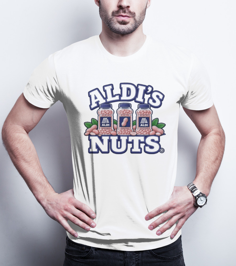 Aldi's Nuts Peanut Jars With Leaves T-Shirt