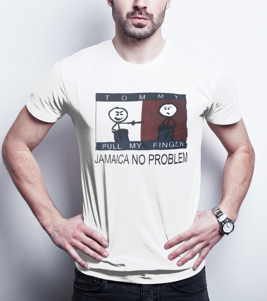 Tommy Pull My Finger Jamaica No Problem Stick Figure Comedy T-Shirt