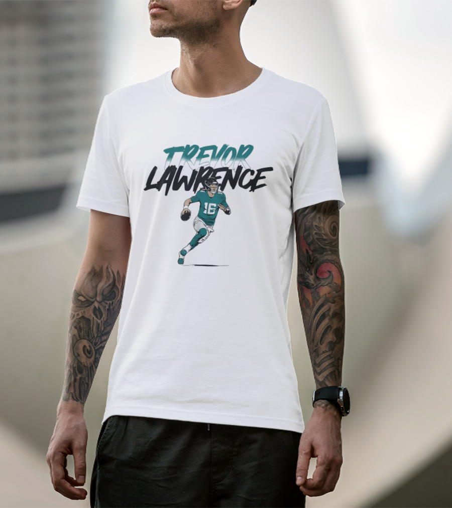 Trevor Lawrence 16 Jacksonville Jaguars Quarterback Action Pose T-Shirt