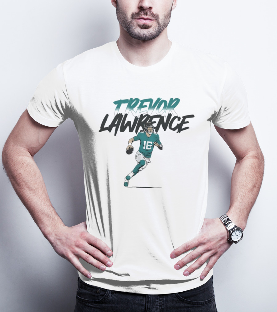 Trevor Lawrence 16 Jacksonville Jaguars Quarterback Action Pose T-Shirt