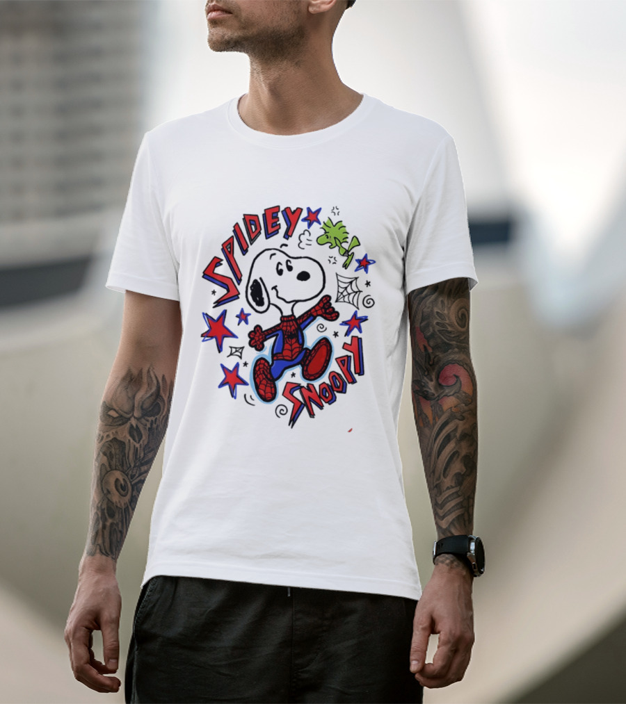 Spidey Snoopy Woodstock 2026 Crossover With Stars And Webs T-Shirt