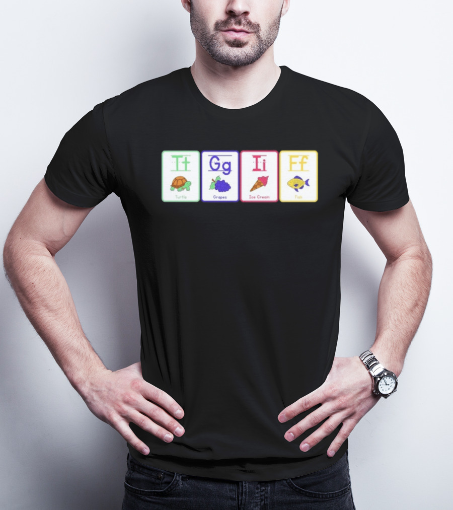 Alphabet Flashcards G I F Turtle Grapes Ice Cream Fish T-Shirt