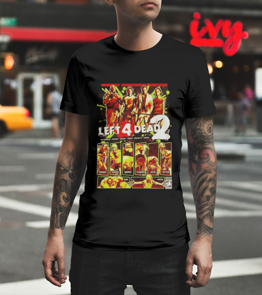 Left 4 Dead 2 Nobody Survives Forever Bill Zoey Francis Louis Hunter Boomer Charger Spitter Tank Witch T-Shirt