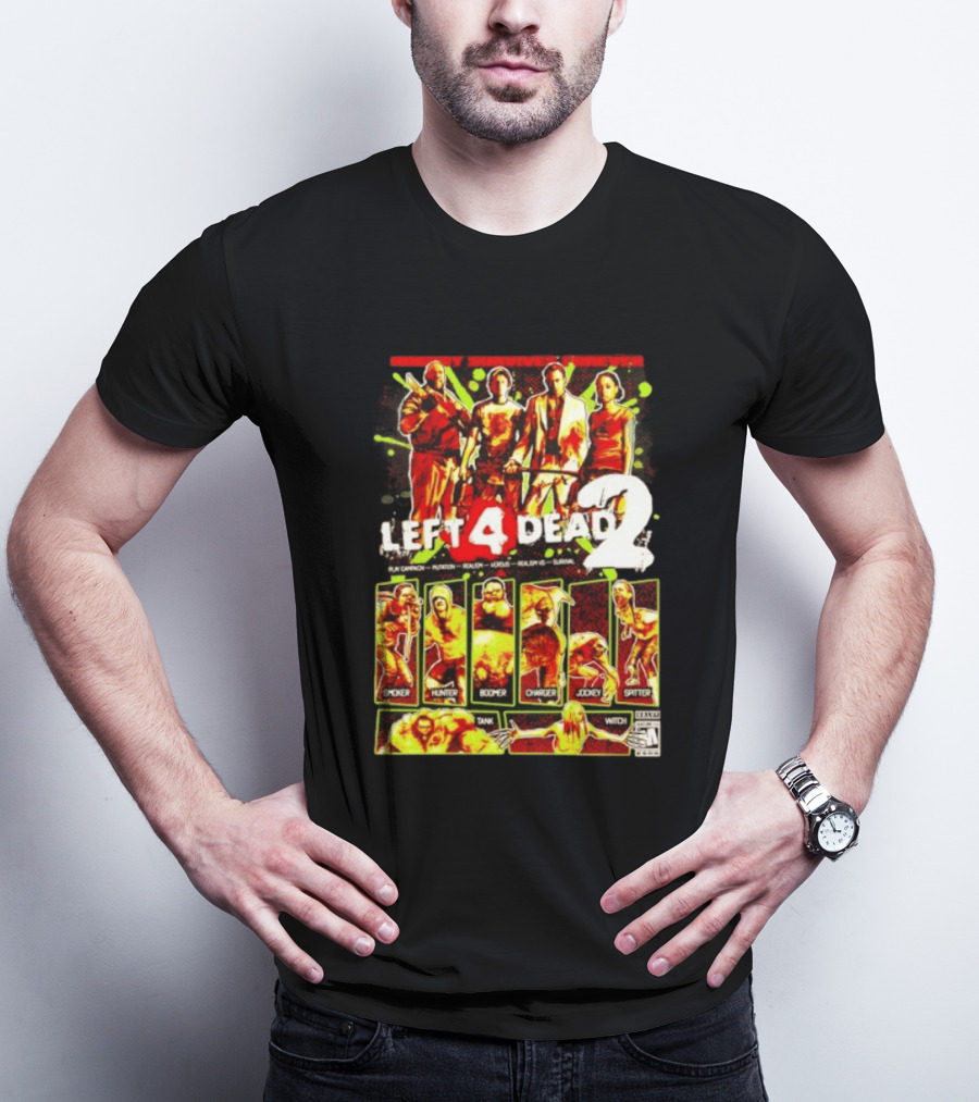 Left 4 Dead 2 Nobody Survives Forever Bill Zoey Francis Louis Hunter Boomer Charger Spitter Tank Witch T-Shirt