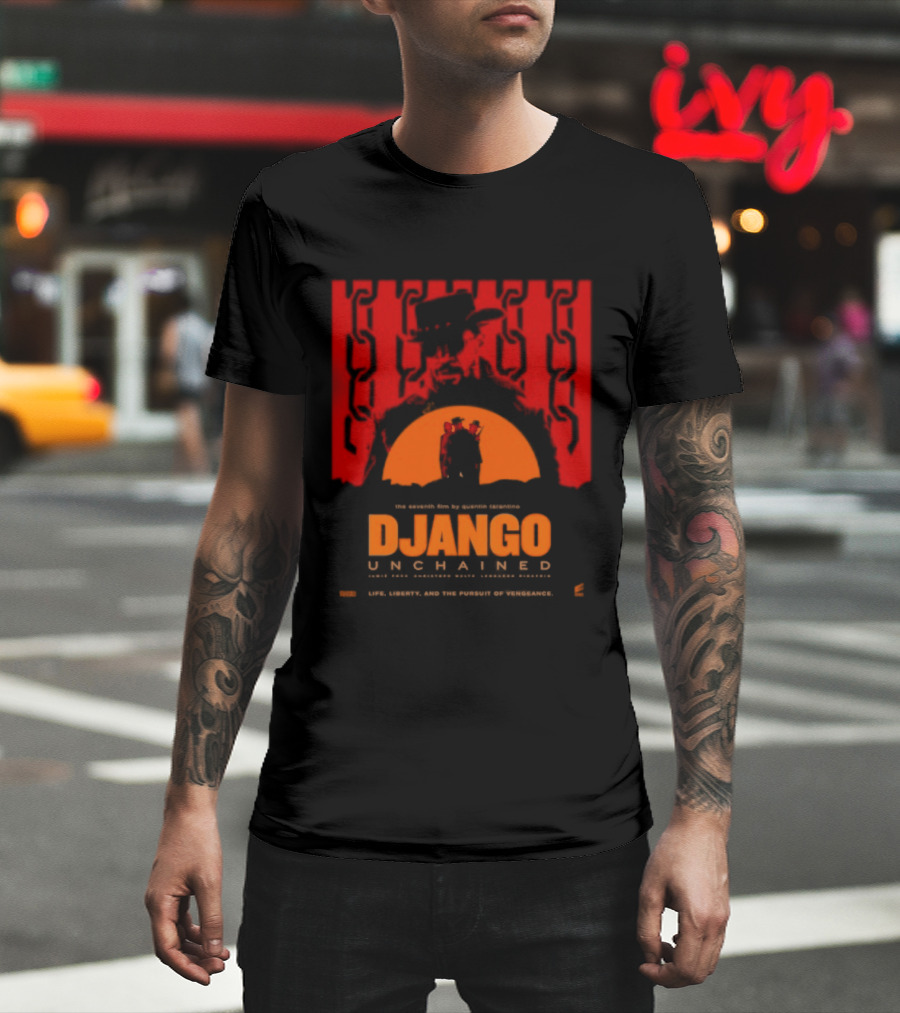 Django Unchained Life Liberty And The Pursuit Of Vengeance Red And Orange T-Shirt