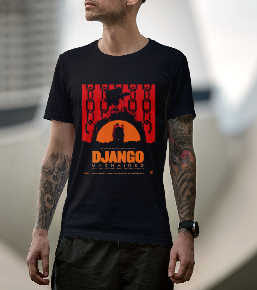Django Unchained Life Liberty And The Pursuit Of Vengeance Red And Orange T-Shirt