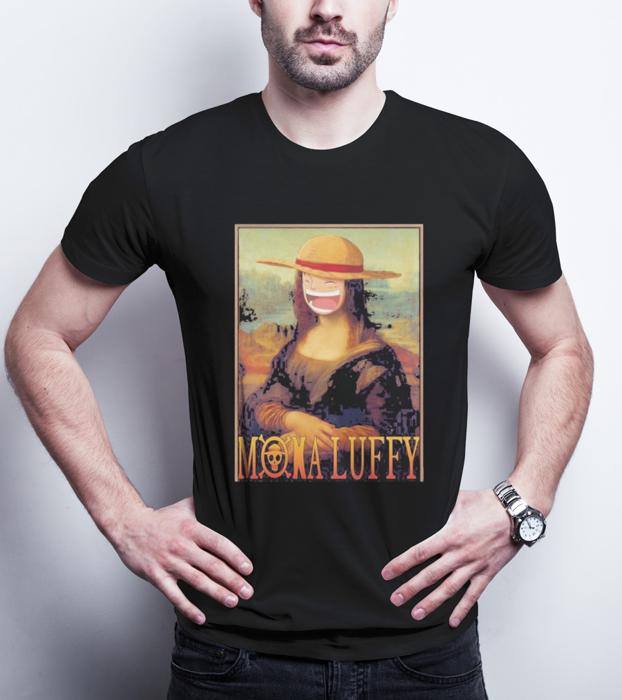 Mona Luffy Anime Mashup Mona Lisa T-Shirt