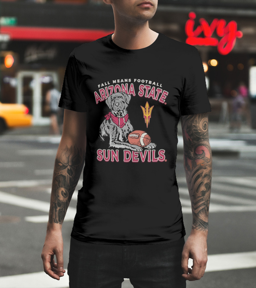 Fall Means Football Arizona State Sun Devils Mascot With Football T-Shirt