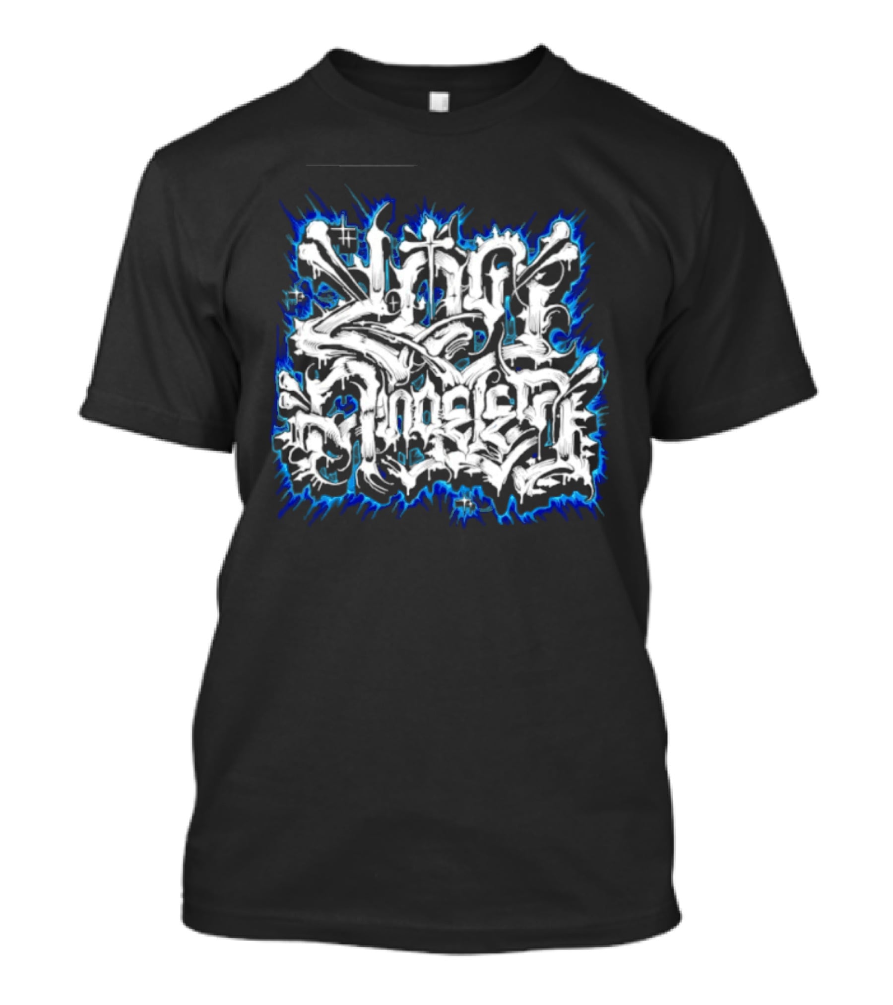 Gangster Streetwear Graffiti Urban White Blue Flame T-Shirt