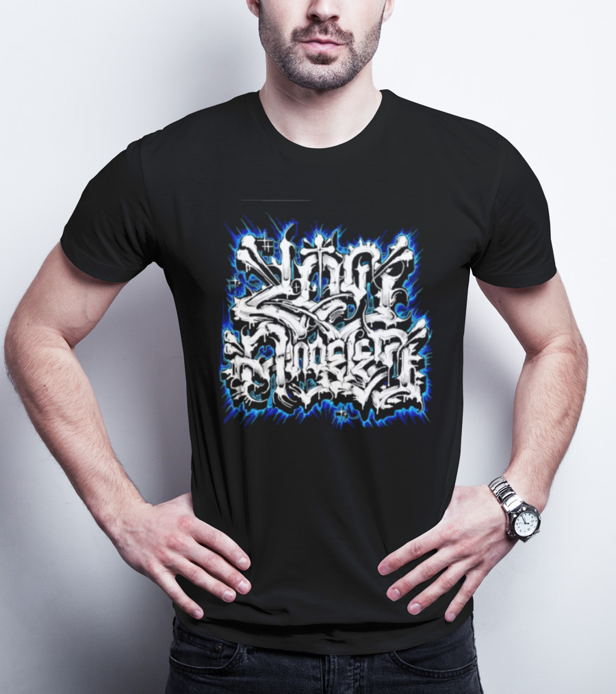 Gangster Streetwear Graffiti Urban White Blue Flame T-Shirt