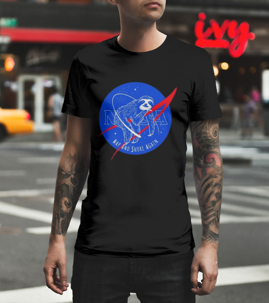 NASA Sloth Nap And Snore Again Space T-Shirt