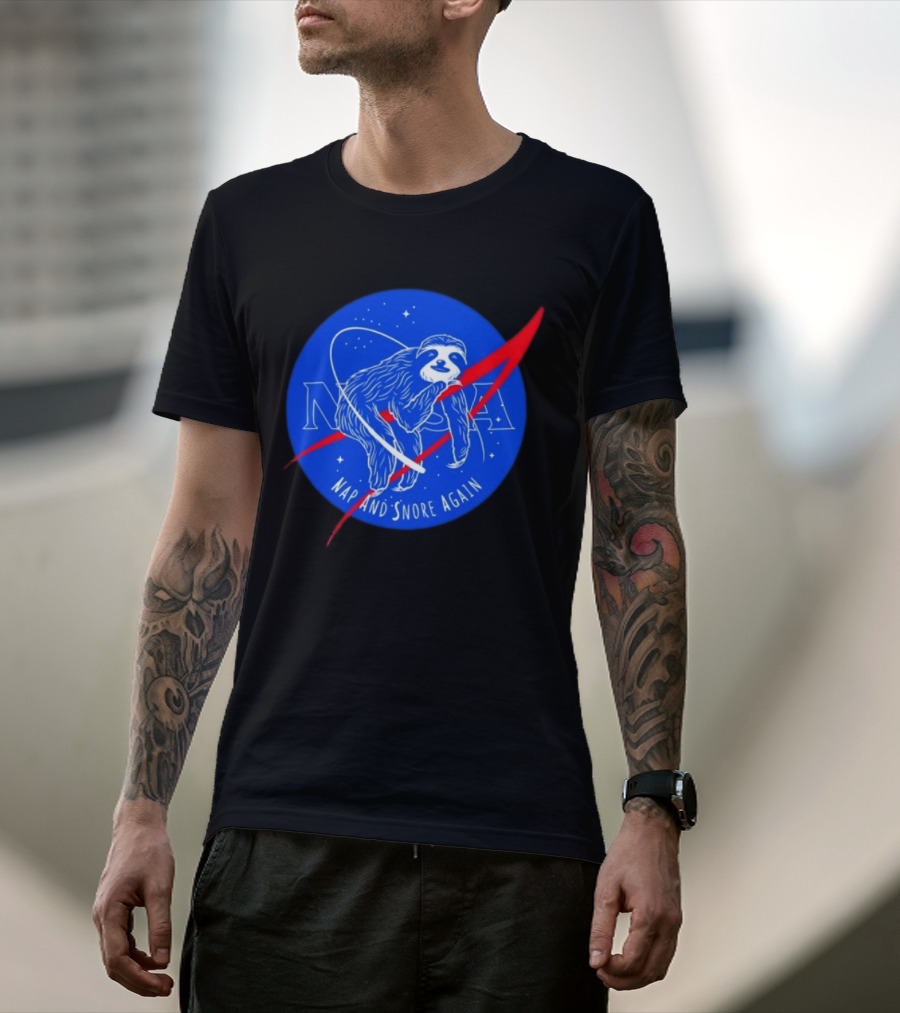 NASA Sloth Nap And Snore Again Space T-Shirt