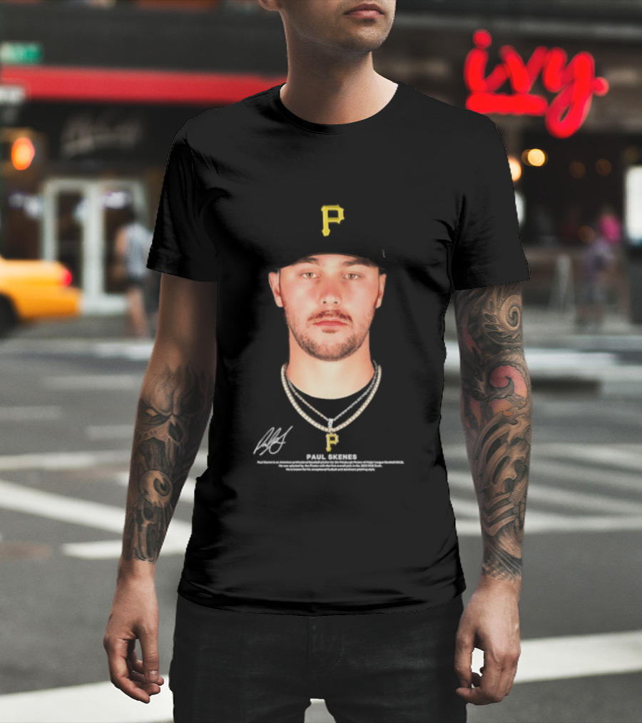 Paul Skenes Pittsburgh Pirates MLB Player Portrait And Signature T-Shirt