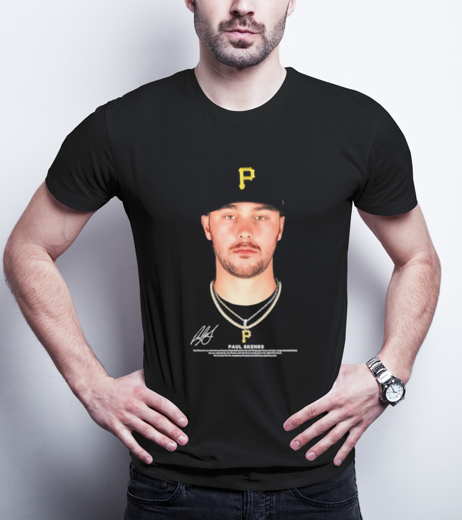 Paul Skenes Pittsburgh Pirates MLB Player Portrait And Signature T-Shirt