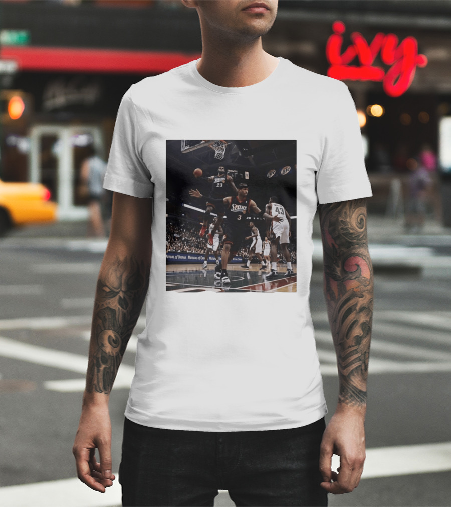 Philadelphia 76ers A.I. LeBron James Iconic Basketball Moment T-Shirt