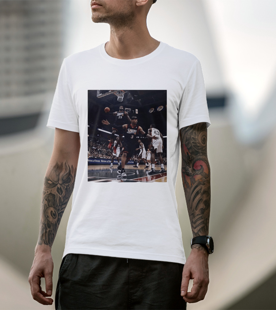 Philadelphia 76ers A.I. LeBron James Iconic Basketball Moment T-Shirt