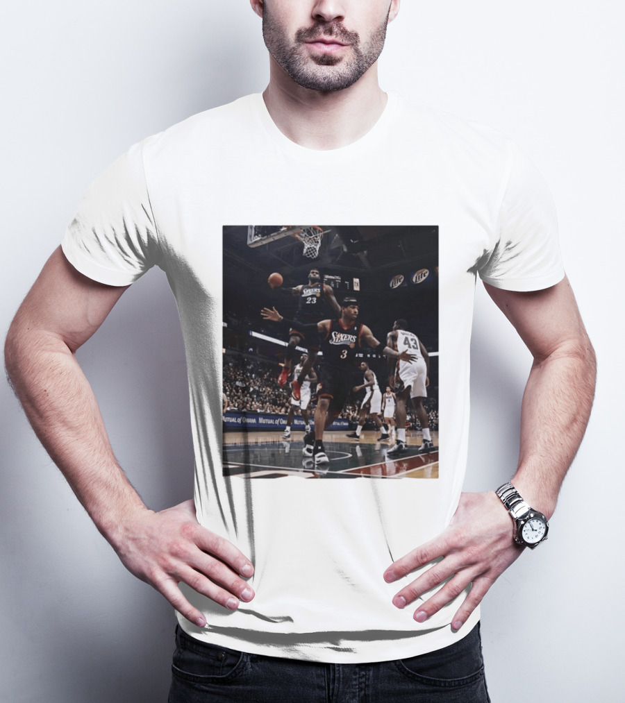 Philadelphia 76ers A.I. LeBron James Iconic Basketball Moment T-Shirt