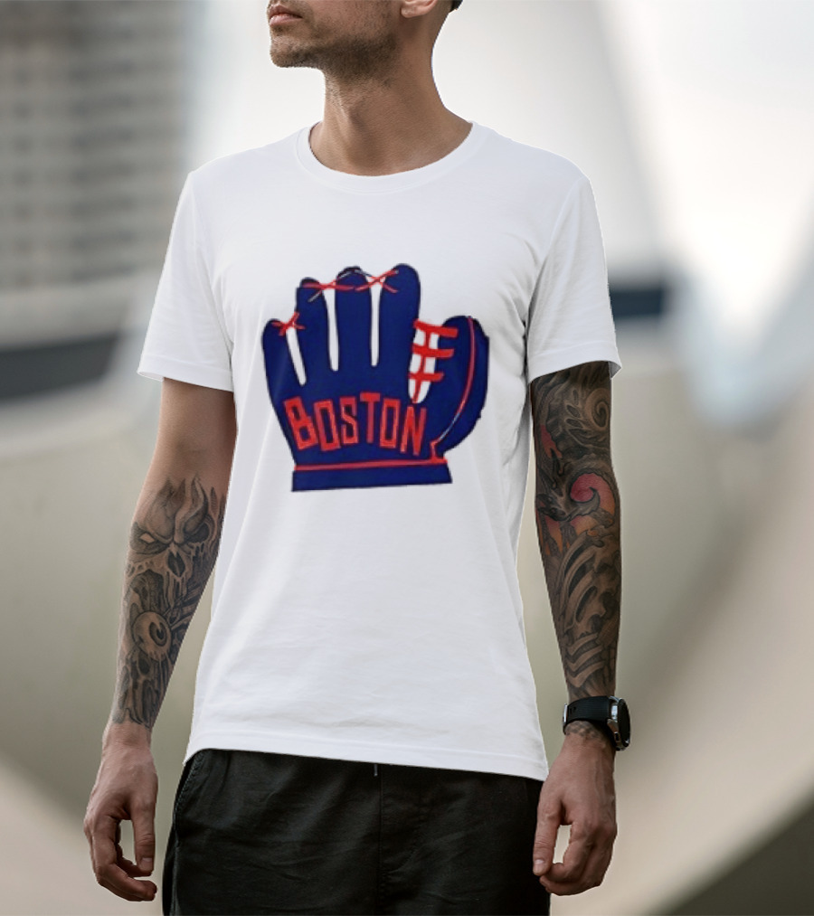 Boston Red Sox MLB Hat And Glove Baseball Club T-Shirt