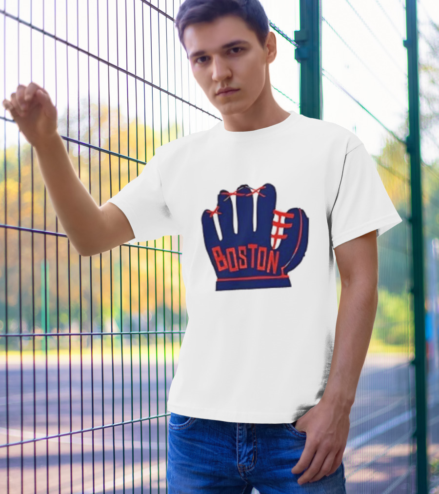 Boston Red Sox MLB Hat And Glove Baseball Club T-Shirt