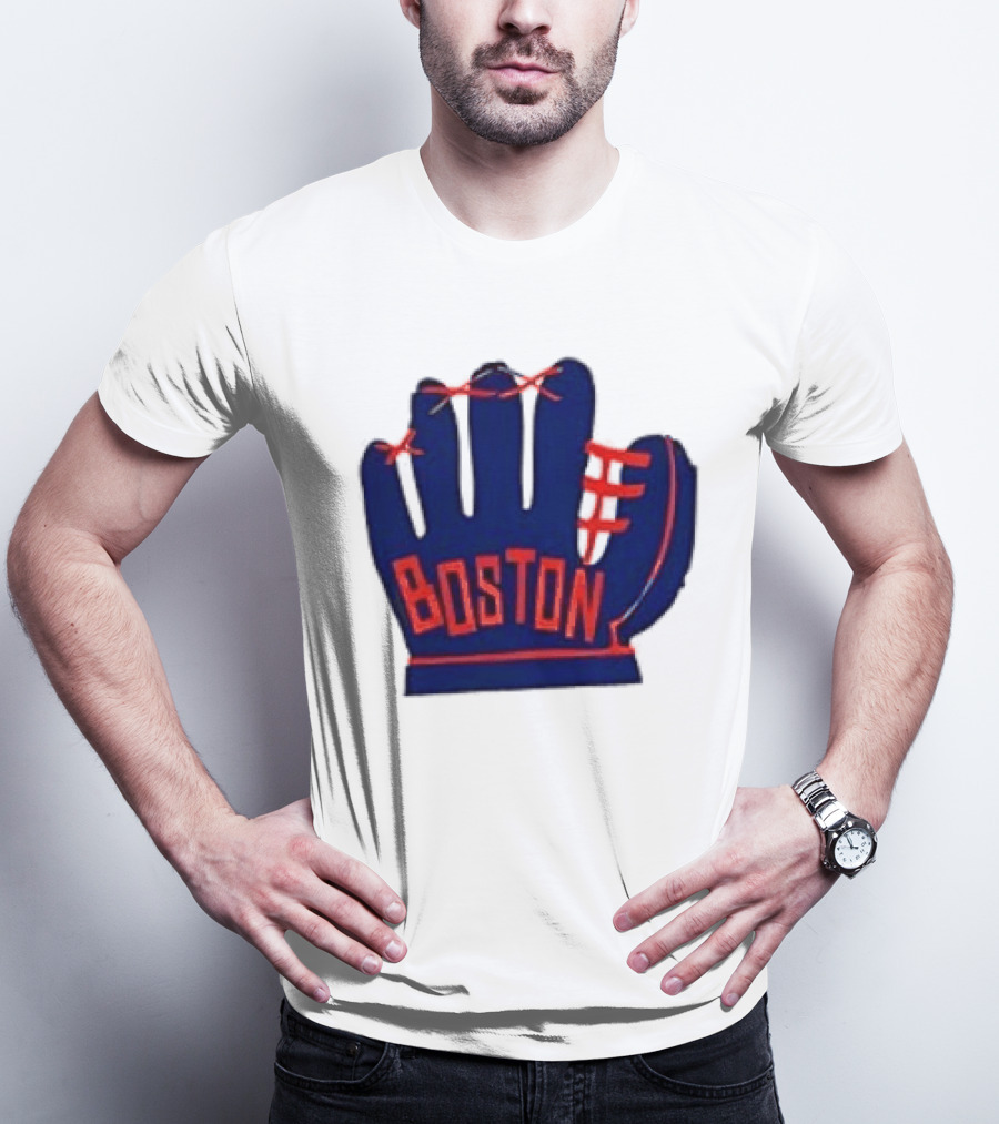 Boston Red Sox MLB Hat And Glove Baseball Club T-Shirt